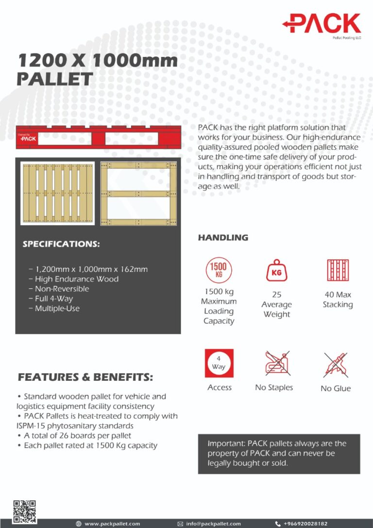 SPECIFICATIONS – PACK Pallet LLC